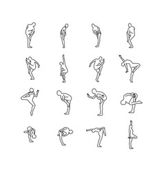 Yoga poses outline sketch Royalty Free Vector Image