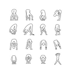 Yoga poses outline sketch Royalty Free Vector Image