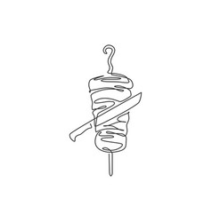 One continuous line drawing hot delicious Vector Image