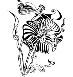 Abstract flowers outline botanical hand drawn Vector Image