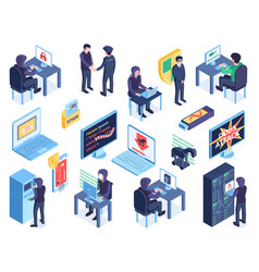 Server room isometric information technology Vector Image