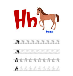 Alphabet letter h and horse Royalty Free Vector Image