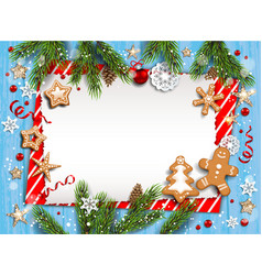 Blue rustic christmas template Royalty Free Vector Image