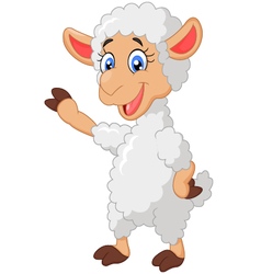 Cartoon happy sheep jumping isolated on white back