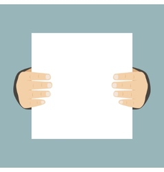 Two hands holding paper banner Royalty Free Vector Image