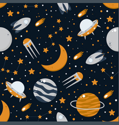 Seamless pattern of planets in open space Vector Image