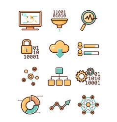 Big data analytics flat icons Royalty Free Vector Image