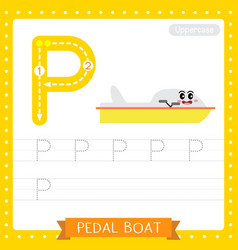 Letter p uppercase tracing practice worksheet Vector Image