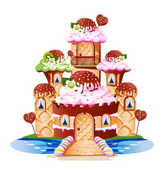 Candyland chocolate biscuit houses sweet castles Vector Image
