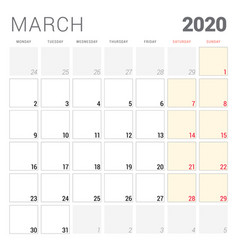 February monthly calendar for 2020 year Royalty Free Vector