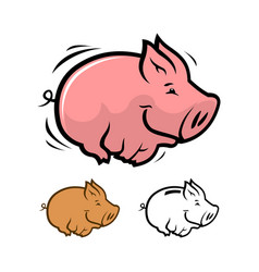 Scared pig running Royalty Free Vector Image - VectorStock