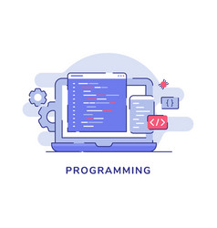 Pc monitor with program coding data Royalty Free Vector