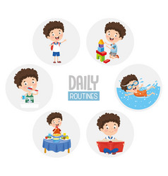 Kids daily routine Royalty Free Vector Image - VectorStock