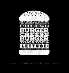 Double cheeseburger letters recipe typography Vector Image