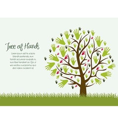 Tree hand for diverse people team help Royalty Free Vector