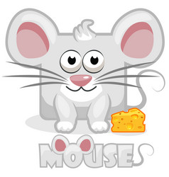 Cartoon mouse with a cheese and full belly Vector Image