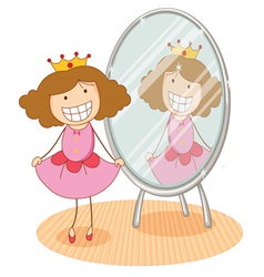 Princess magical mirror with crown cartoon Vector Image