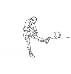 Football soccer player kick a ball continuous one Vector Image