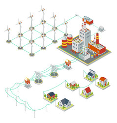 Green power generation infographic wind turbine Vector Image