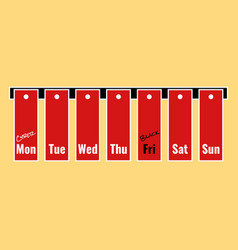 Weekday names set text in colorful rotated squares