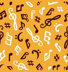 Golden music notes and signs isolated on black Vector Image