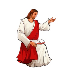 Side view of jesus christ holding cross Royalty Free Vector