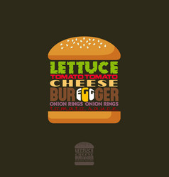 Double cheeseburger letters recipe typography Vector Image
