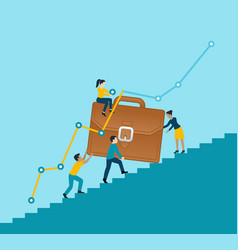 Business team lift up growth chart Royalty Free Vector Image