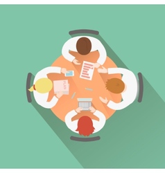 Round table top view business people sitting Vector Image