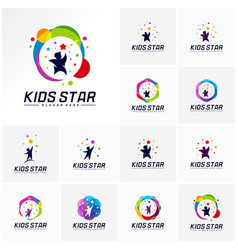 Reaching stars logo design template dream star Vector Image