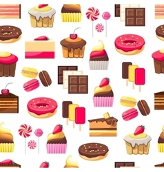Cartoon color sweet cake dessert slice icon set Vector Image