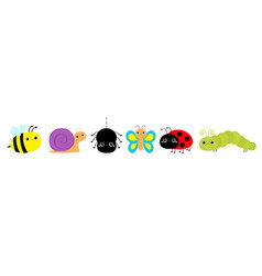 Insect icon set lady bug mosquito butterfly bee Vector Image