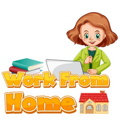 Font design for work from home with boy working Vector Image