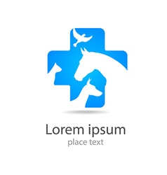 Blue veterinary icon with pets Royalty Free Vector Image