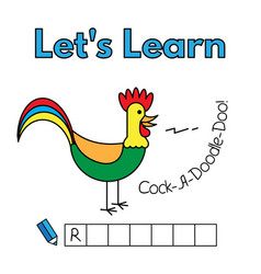 Cartoon rooster flashcard for children Royalty Free Vector