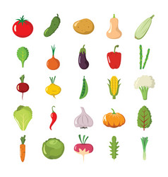 Fruits and vegetables group cartoon Royalty Free Vector