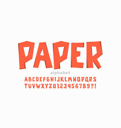 Paper cut alphabet letters and numbers font Vector Image