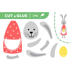 Cut and glue rabbit with yellow narcissus spring Vector Image