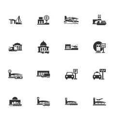 Icon set - train and transport Royalty Free Vector Image