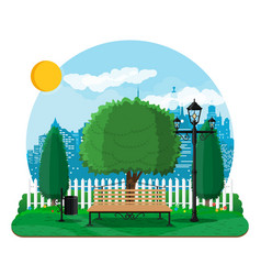 Beautiful city park background with pool and stree