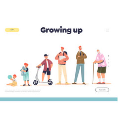 Aging concept male characters Royalty Free Vector Image