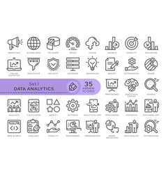 100 data visualization icons set simple style Vector Image