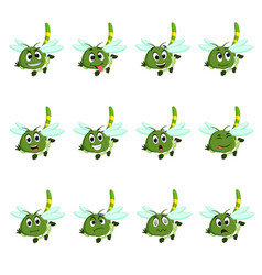 Dragonfly with different facial expressions Vector Image