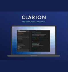 Basic programming language on the laptop Vector Image