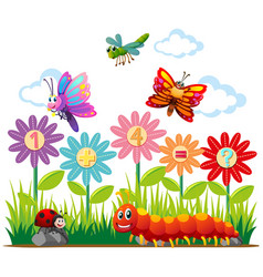 Insect math number worksheet Royalty Free Vector Image