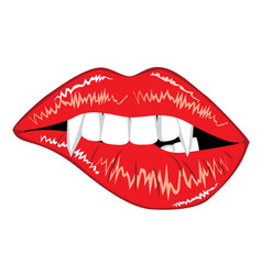 Vampire red lips icon evil and fear symbol Vector Image