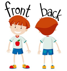 Opposite words with front and back Royalty Free Vector Image
