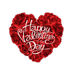 Valentines day red roses heart filled isolated Vector Image