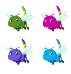 Dragonfly with different facial expressions Vector Image