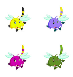Dragonfly with different facial expressions Vector Image